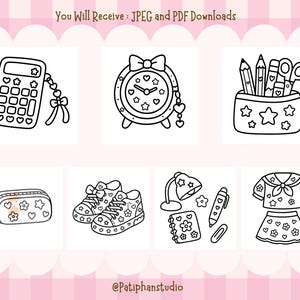 Kawaii Stationery Fun Coloring Pages | Stationery Coloring Pages, Bold ...
