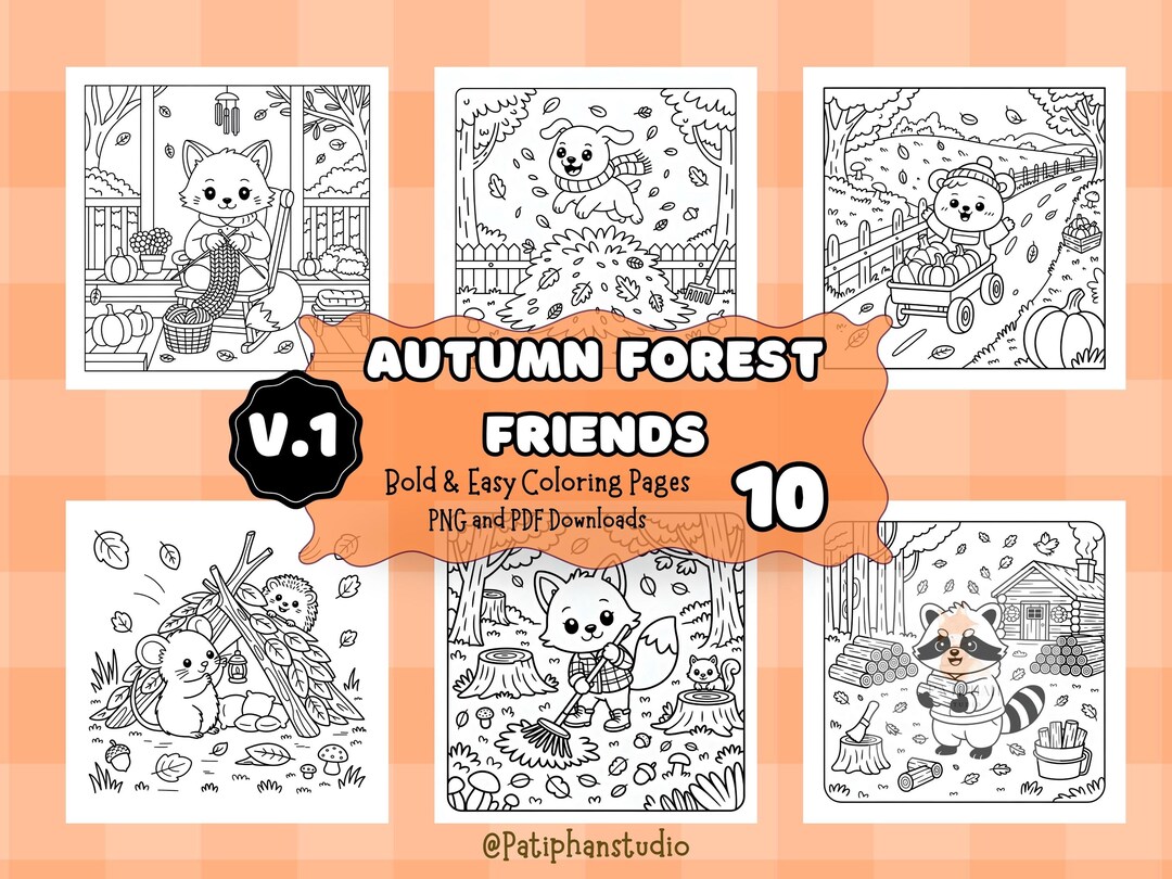 Autumn Forest Friends Coloring Pages | Fall Coloring Pages, Fall Animal ...