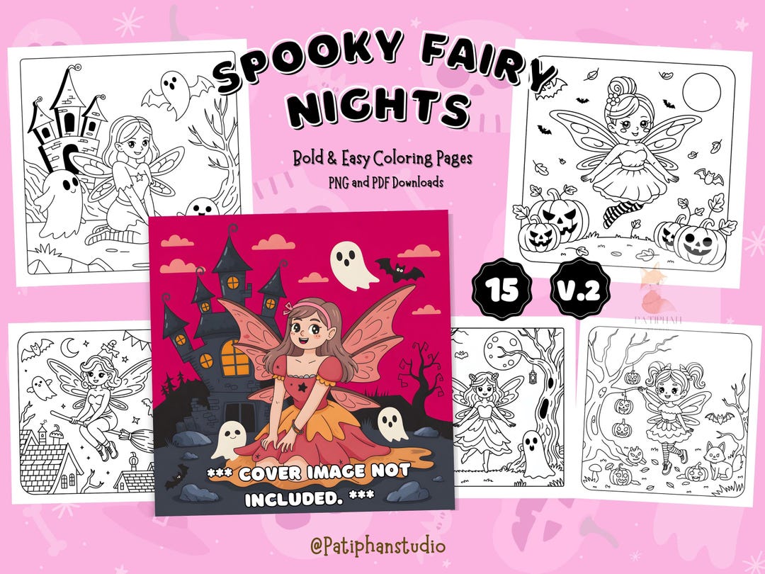 Halloween Fairy Coloring Pages | Spooky Nights, Relaxing Sheet (digital ...