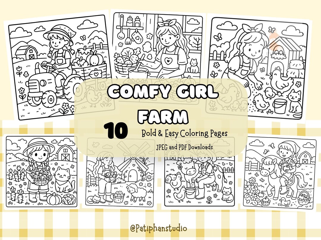 Farm Animal Coloring Pages | Easy, Bold Lines (digital Download) - Etsy