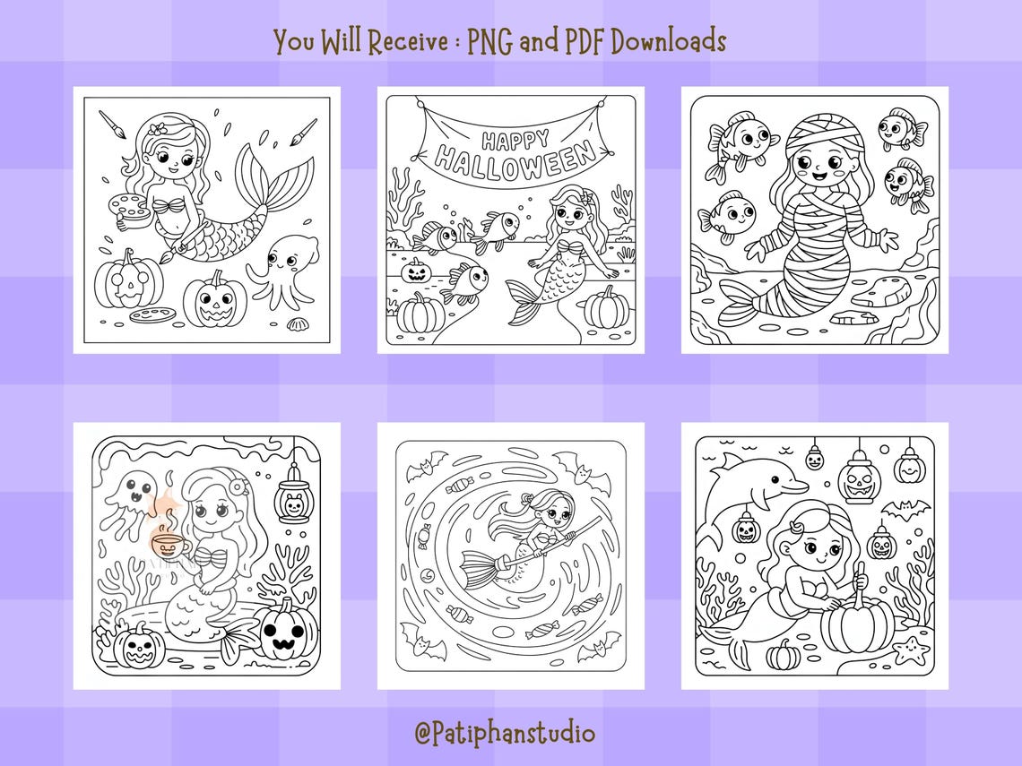 Spooky Sea Mermaid Coloring Pages | Halloween Coloring Pages, Mermaid ...
