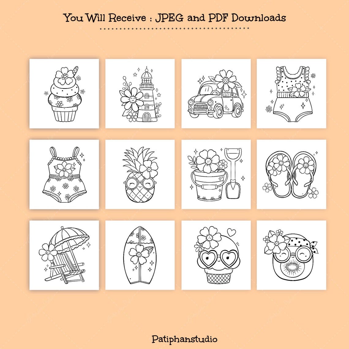 Groovy Summer Coloring Pages, Summer Coloring Pages, Cute Coloring ...