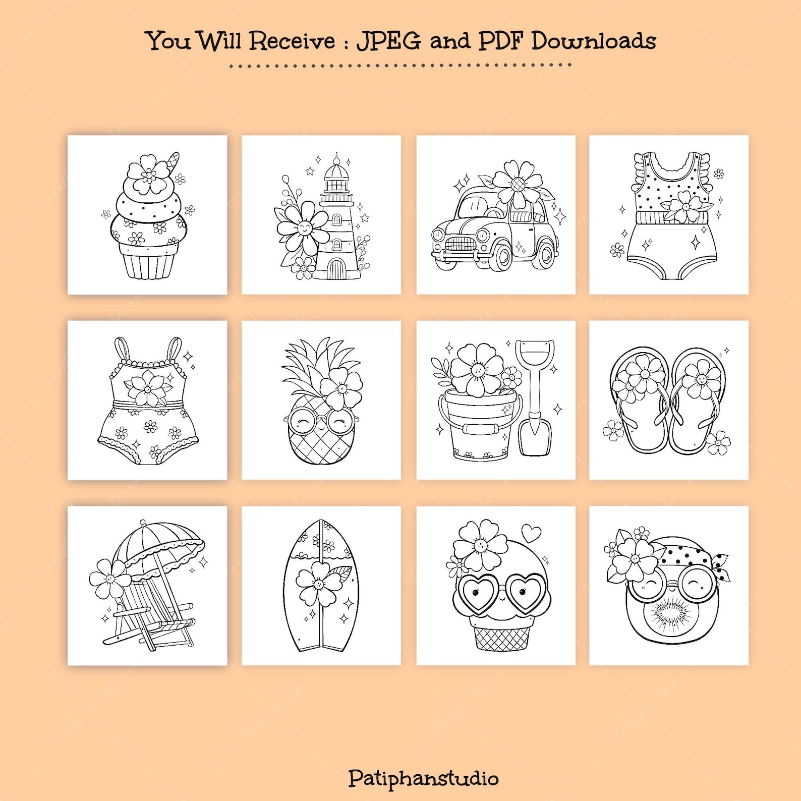 Groovy Summer Coloring Pages, Summer Coloring Pages, Cute Coloring ...