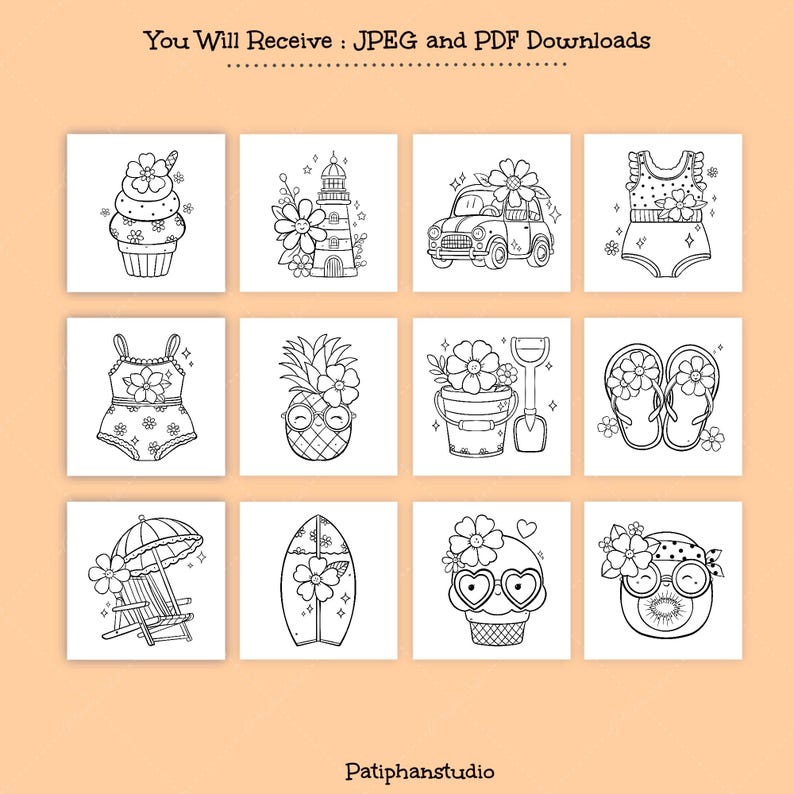 Groovy Summer Coloring Pages, Summer Coloring Pages, Cute Coloring ...