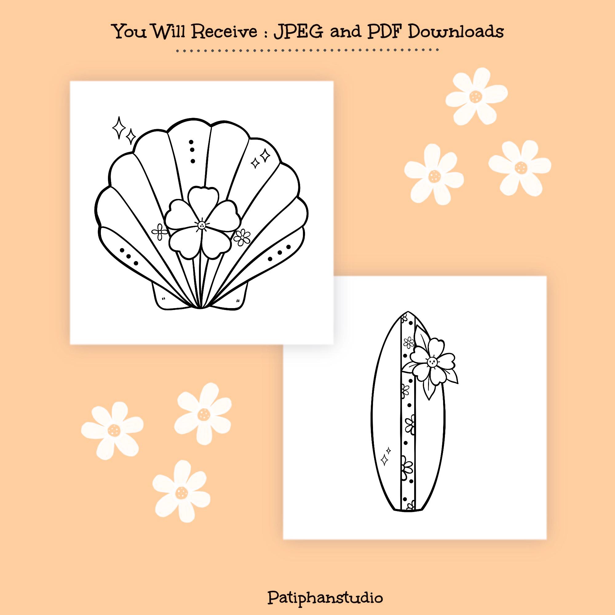 Groovy Summer Coloring Pages, Summer Coloring Pages, Cute Coloring ...