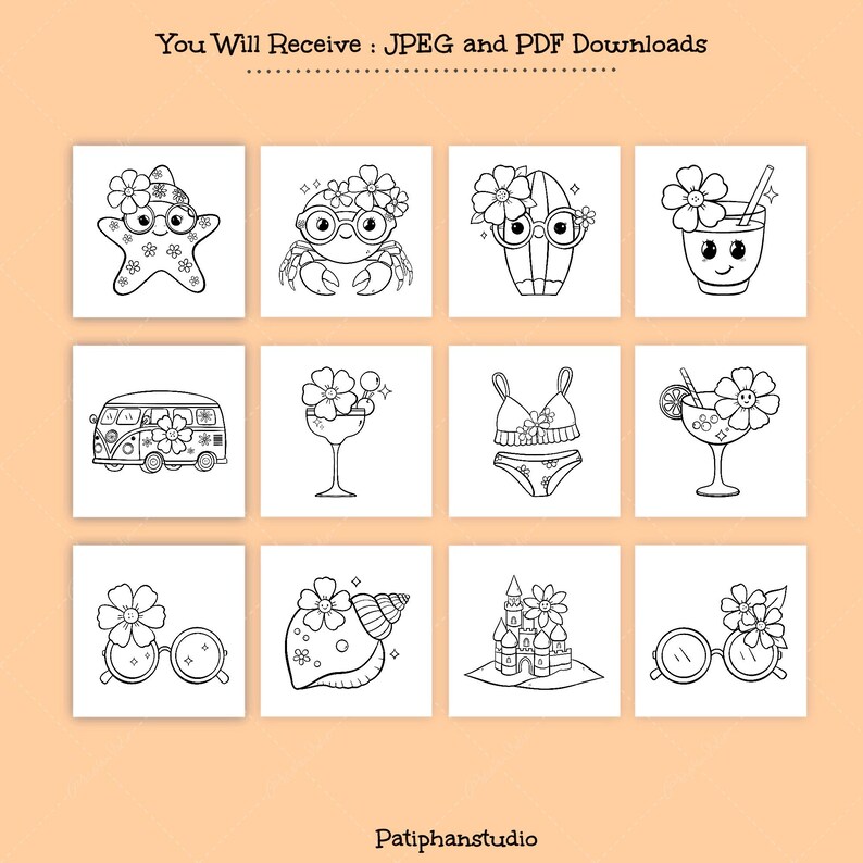 Groovy Summer Coloring Pages, Summer Coloring Pages, Cute Coloring ...