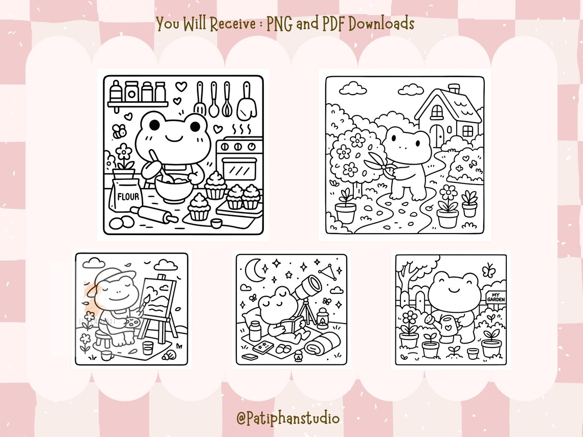 Cute Frog Coloring Pages | 15 Bold & Easy Designs (digital Download) - Etsy