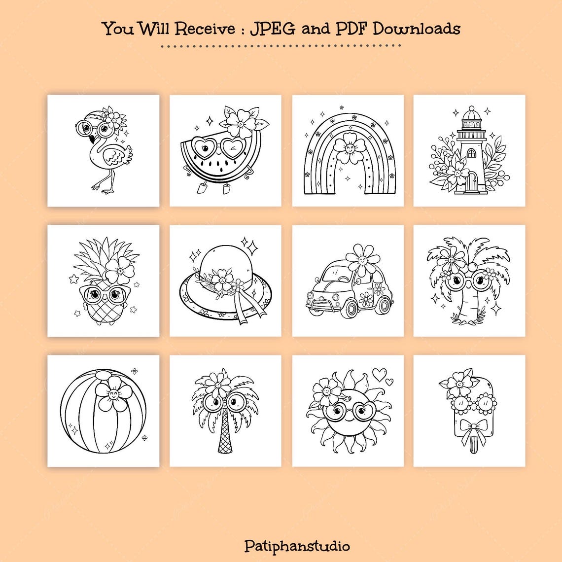 Groovy Summer Coloring Pages, Summer Coloring Pages, Cute Coloring ...