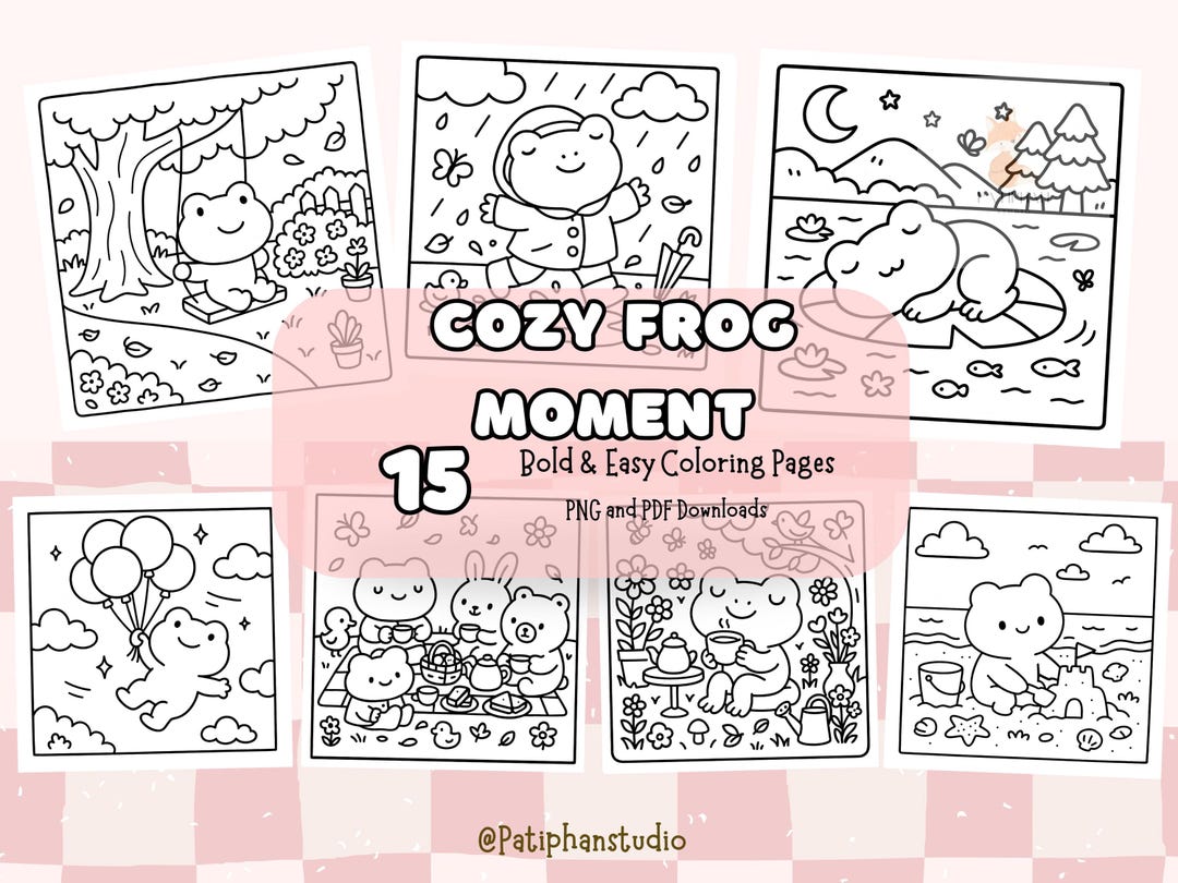 Cozy Frog Moment Coloring Pages | Cute Frog Coloring Pages, Bold and ...