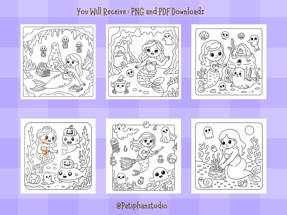 Spooky Sea Mermaid Coloring Pages | Halloween Coloring Pages, Mermaid ...