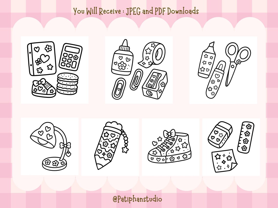 Kawaii Stationery Fun Coloring Pages | Stationery Coloring Pages, Bold ...