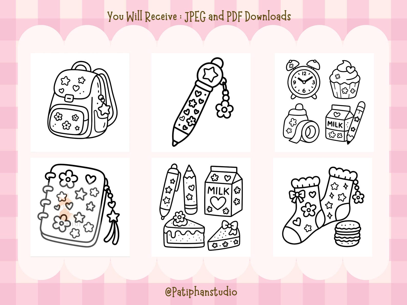 Kawaii Stationery Fun Coloring Pages | Stationery Coloring Pages, Bold ...
