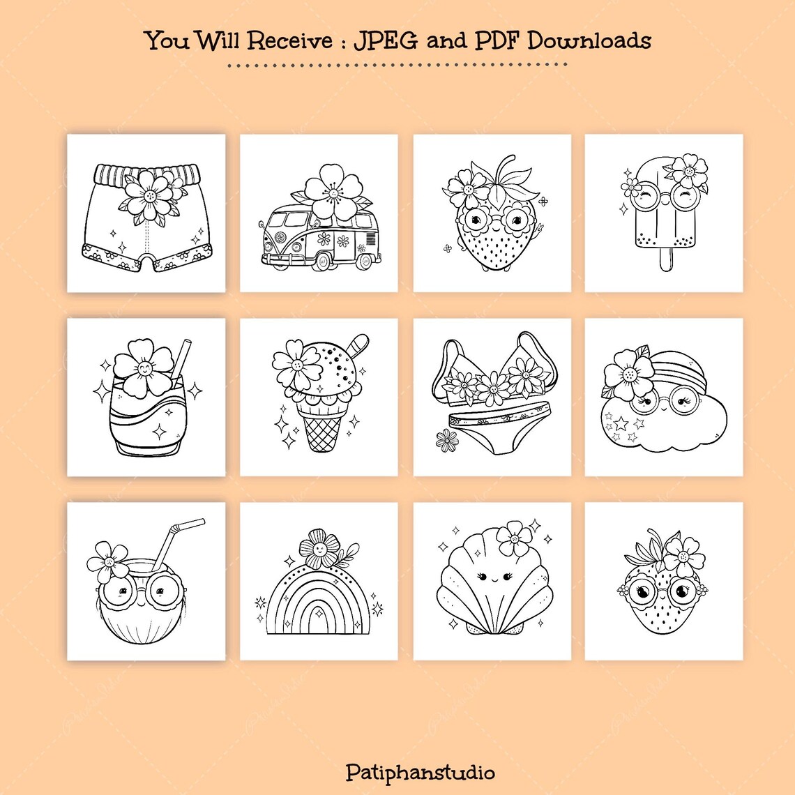 Groovy Summer Coloring Pages, Summer Coloring Pages, Cute Coloring ...