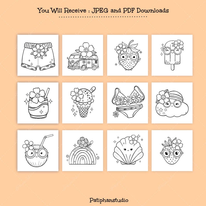 Groovy Summer Coloring Pages, Summer Coloring Pages, Cute Coloring ...