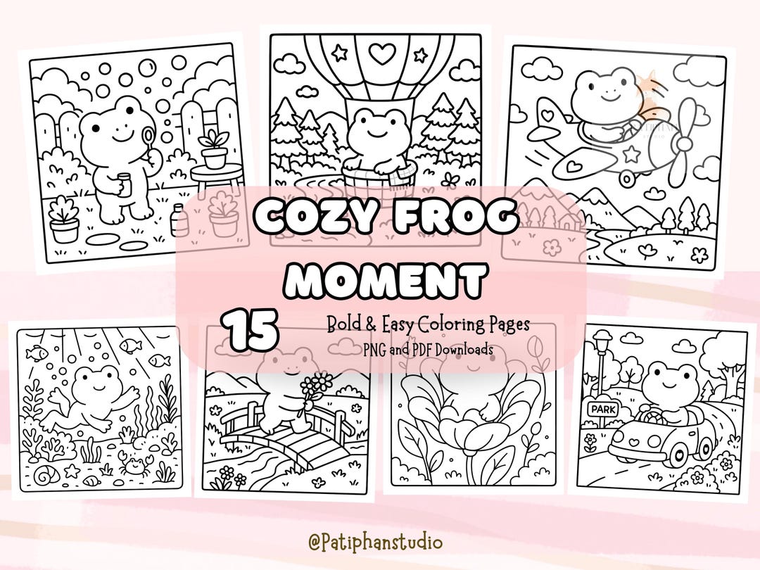 Cute Frog Coloring Pages | 15 Relaxing Animal Sheets (PDF) - Etsy