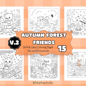 Autumn Forest Friends Coloring Pages | Fall Coloring Pages, Fall Animal ...