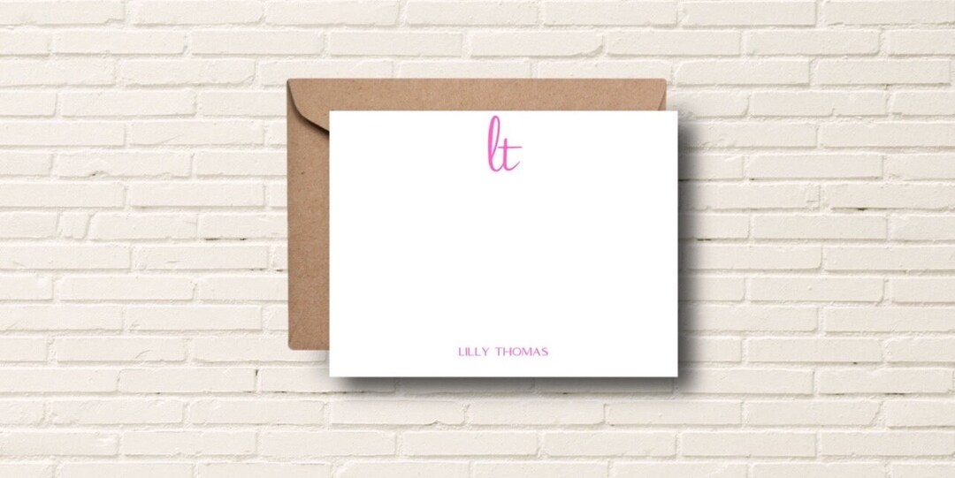 Monogram Note Card Printable Personalized Flat Note Card DIGITAL ...