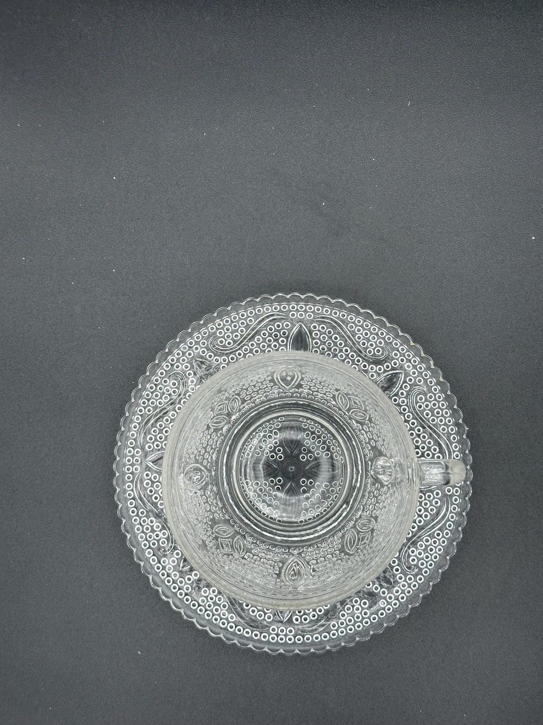 1940's Depression Glass Heritage Stippled Daisy Clear Scalloped Edge ...