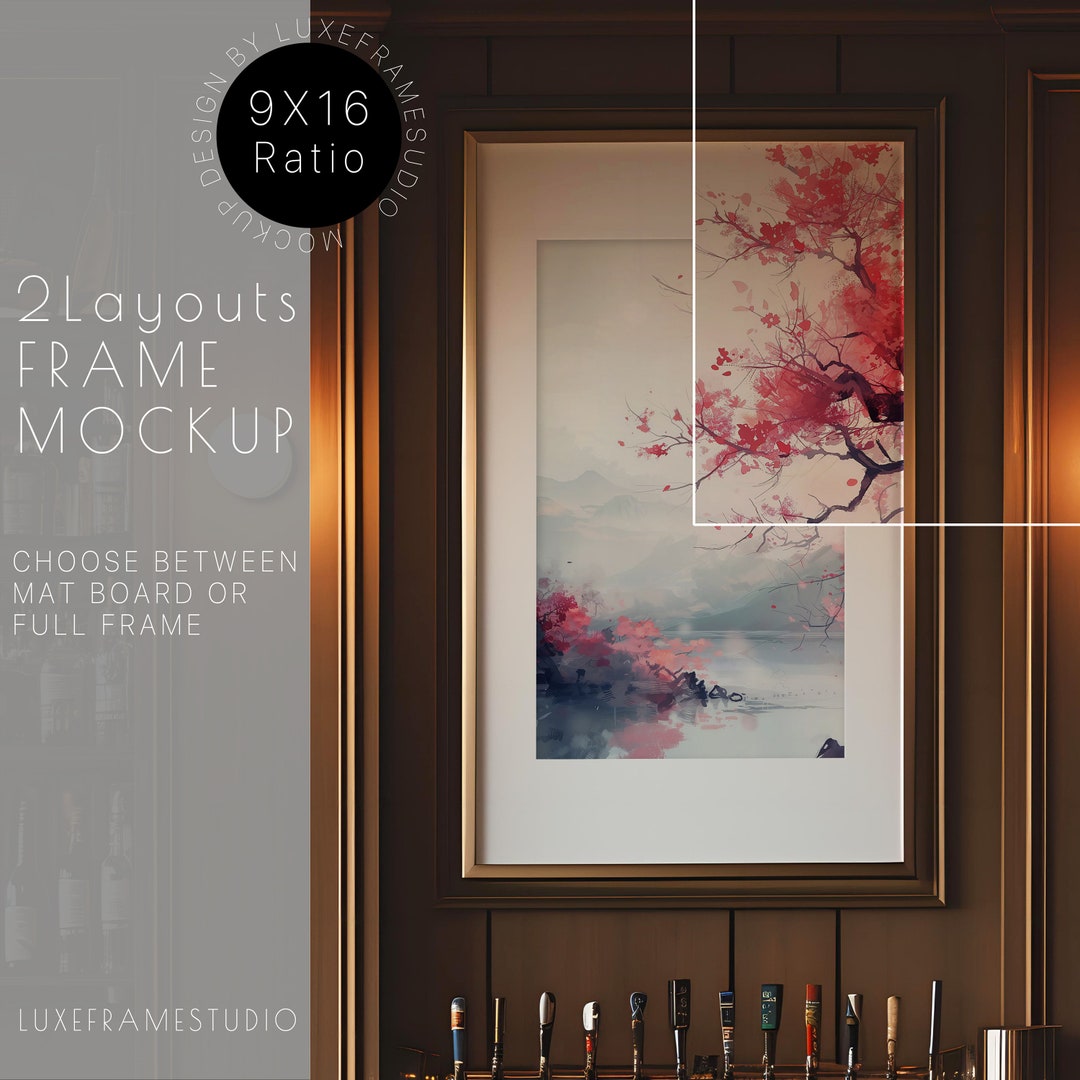 16x9 Ratio Dual-option Frame Mockup Bundle for Elegant Art Deco in ...