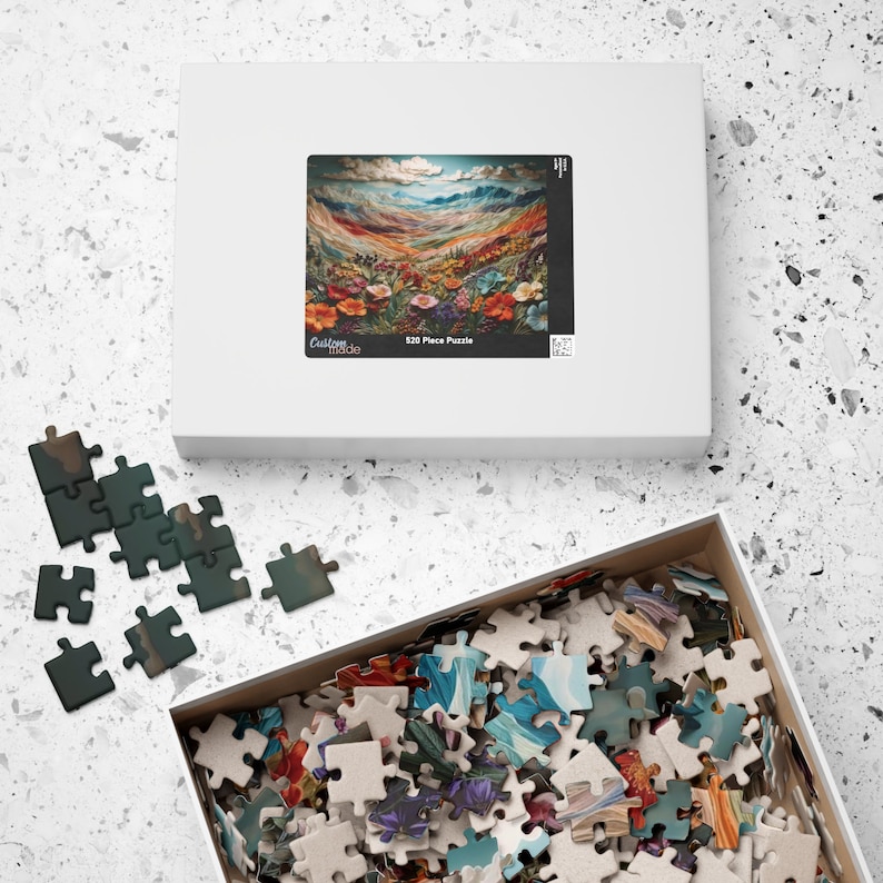 Landscape Jigsaw Puzzle, Mountains and Flowers | Family Activity | Gift ...