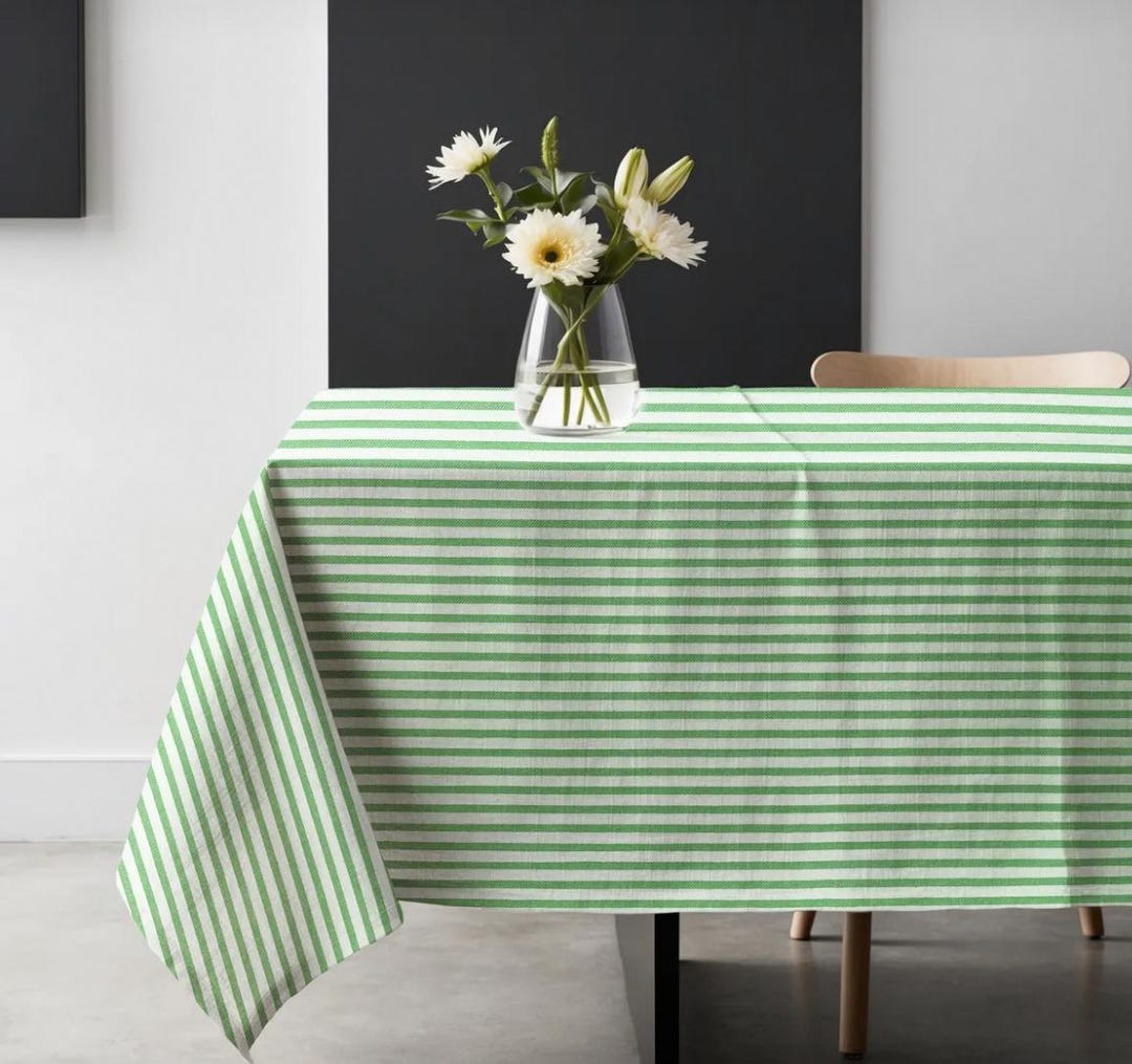 Striped Linen Tablecloth,natural Washed Linen,farmhouse Table Decor ...