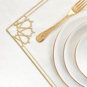 Luxurious Gold Embroidered Islamic Placemats for Elegant Ramadan Table ...