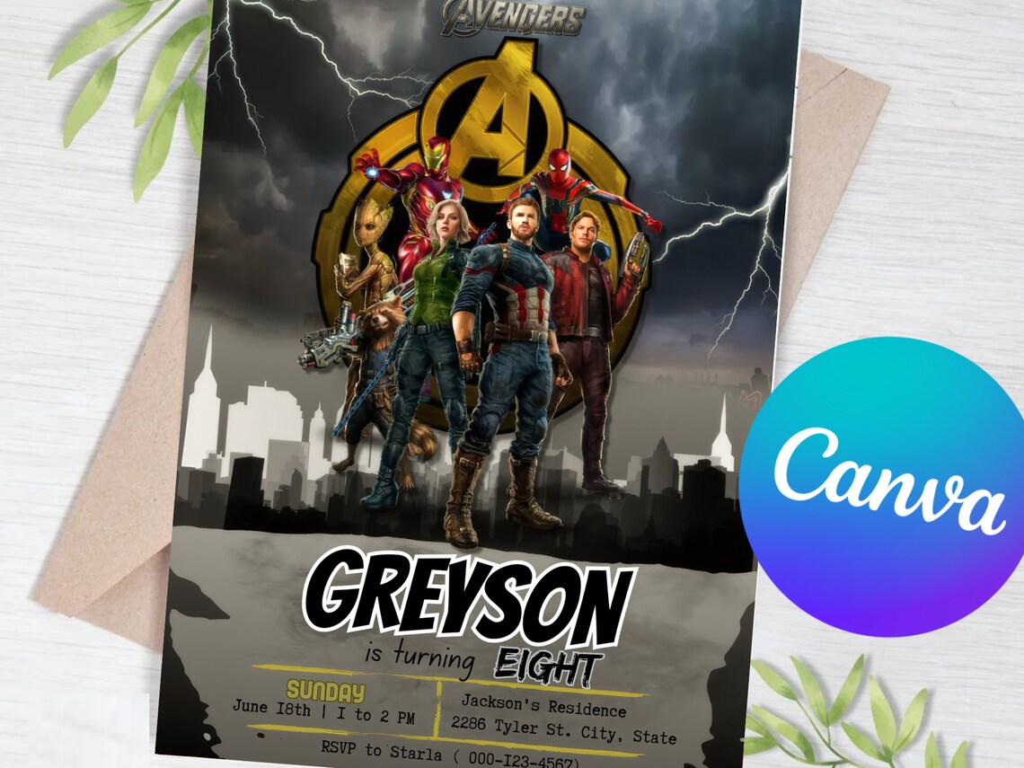 Editable Avengers Birthday Invitation Template, Printable Avengers ...