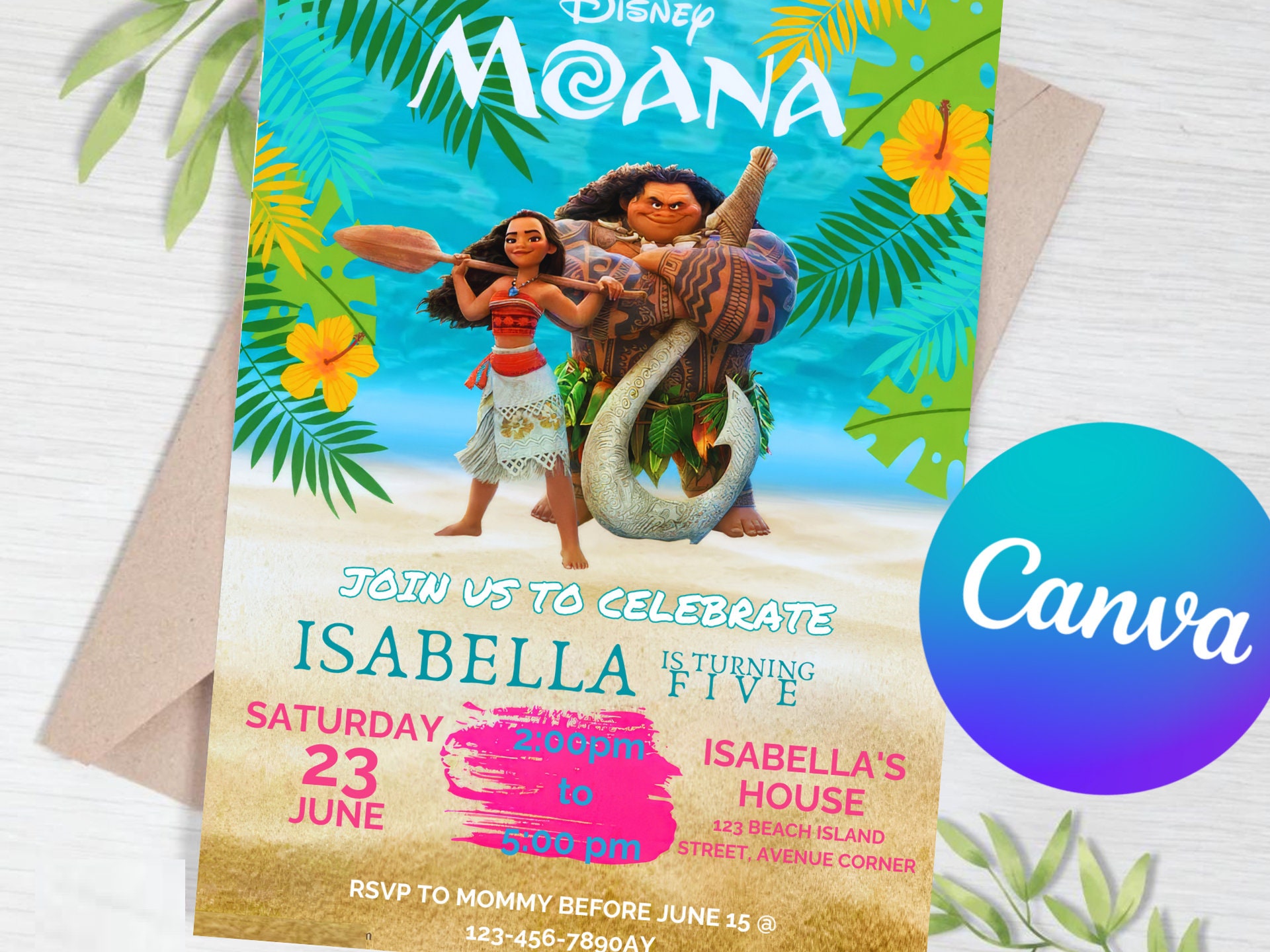 Moana Birthday Party Invitation, Baby Moana Invite, Moana Birthday ...