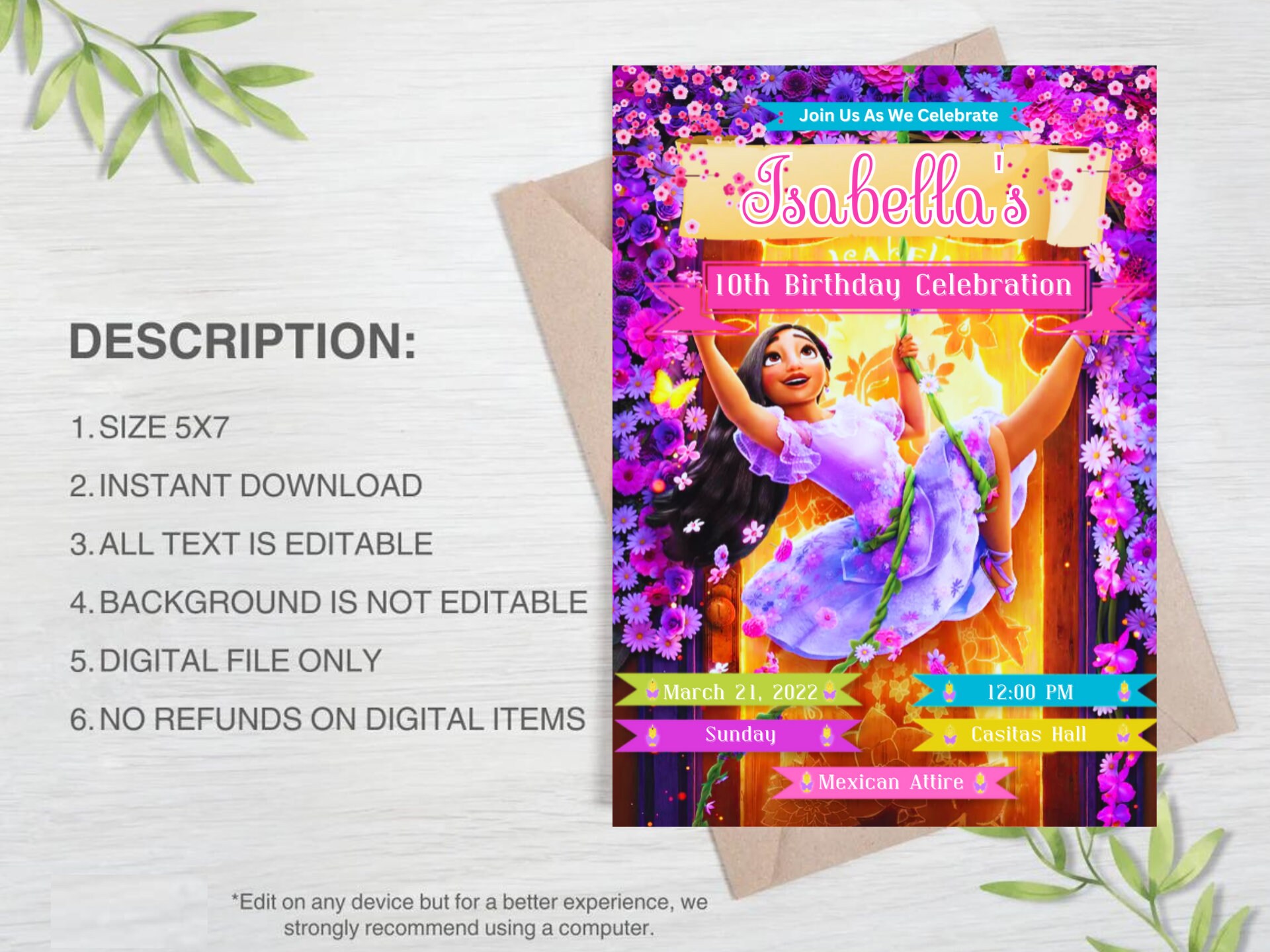 Editable Encanto Invitation | Editable Encanto Birthday Party Invites ...