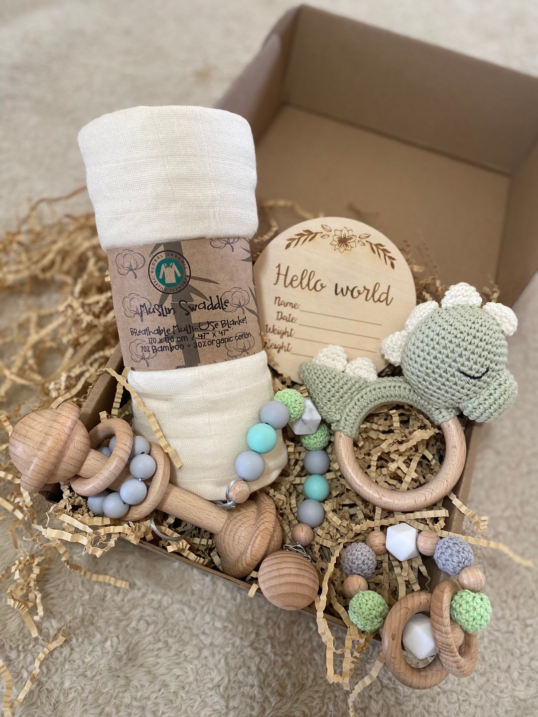 New Born Baby Gift Box Baby Gift Set Newborn Gift Basket Dinosaur Baby ...