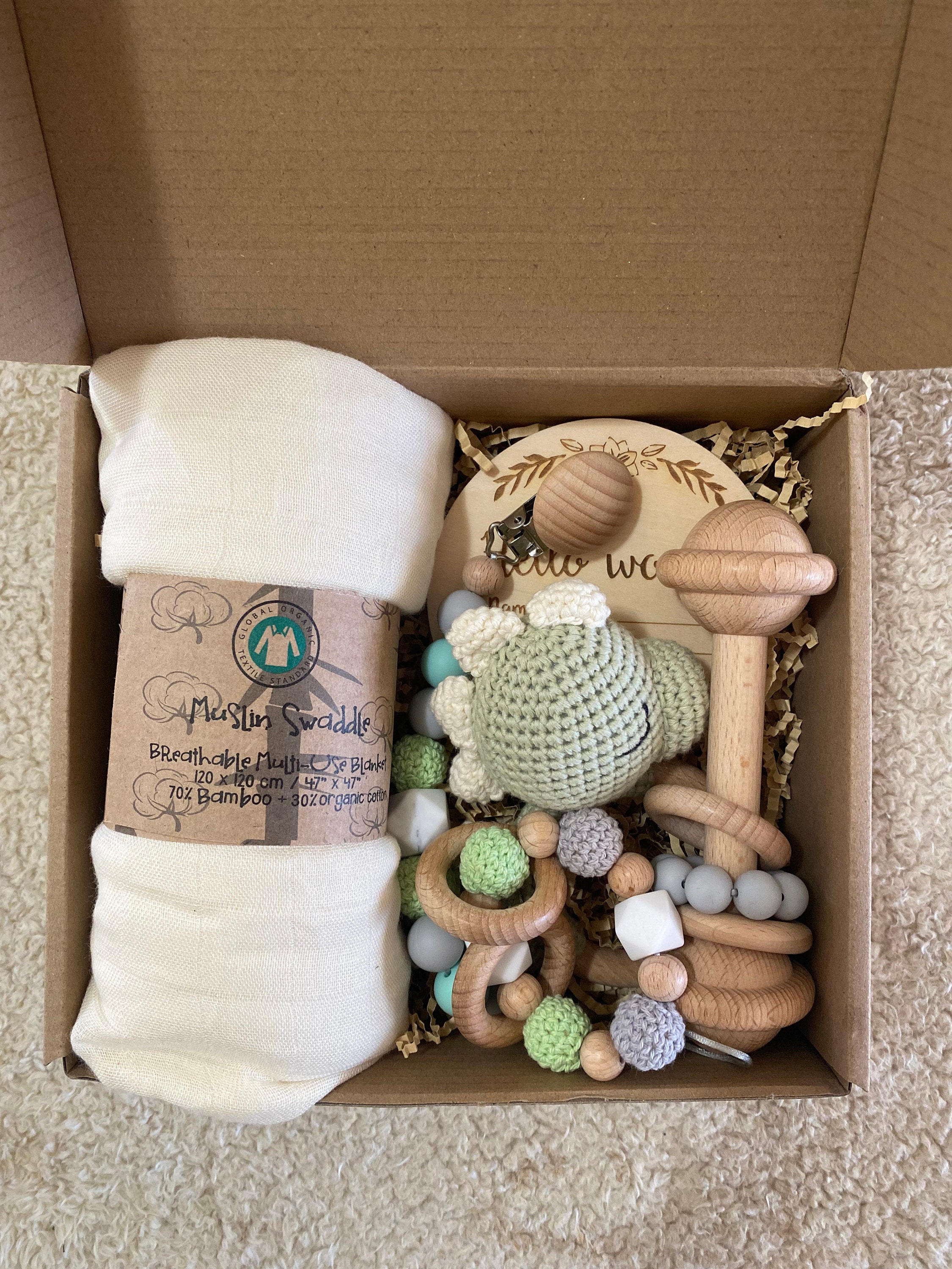 Newborn Baby Gift Box Baby Gift Set Newborn Gift Basket Dinosaur Toy ...