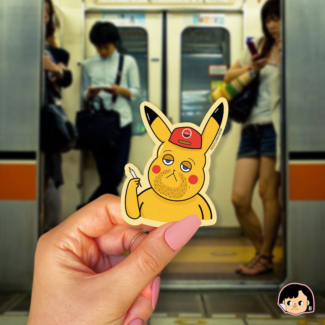 Sassy Pikachu Smoking Pot | Transparent Sticker | Pokemon Stickers ...
