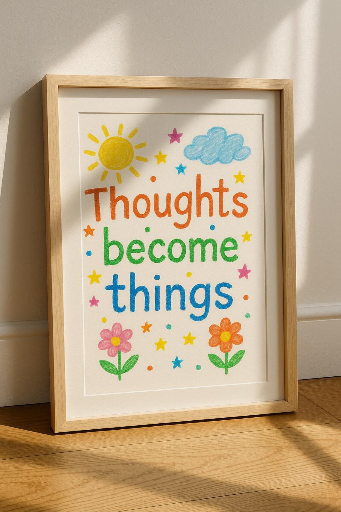 Thoughts Become Things Printable Poster | Crayon-style Mental Health ...