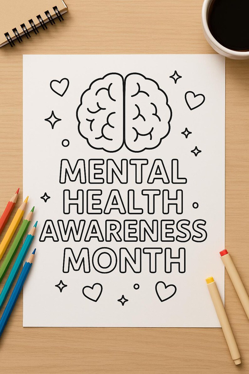 Mental Health Awareness Month Coloring Pages | Self-care Printable ...