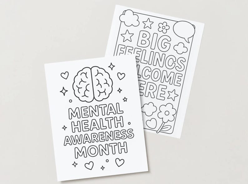 Mental Health Awareness Month Coloring Pages | Self-care Printable ...