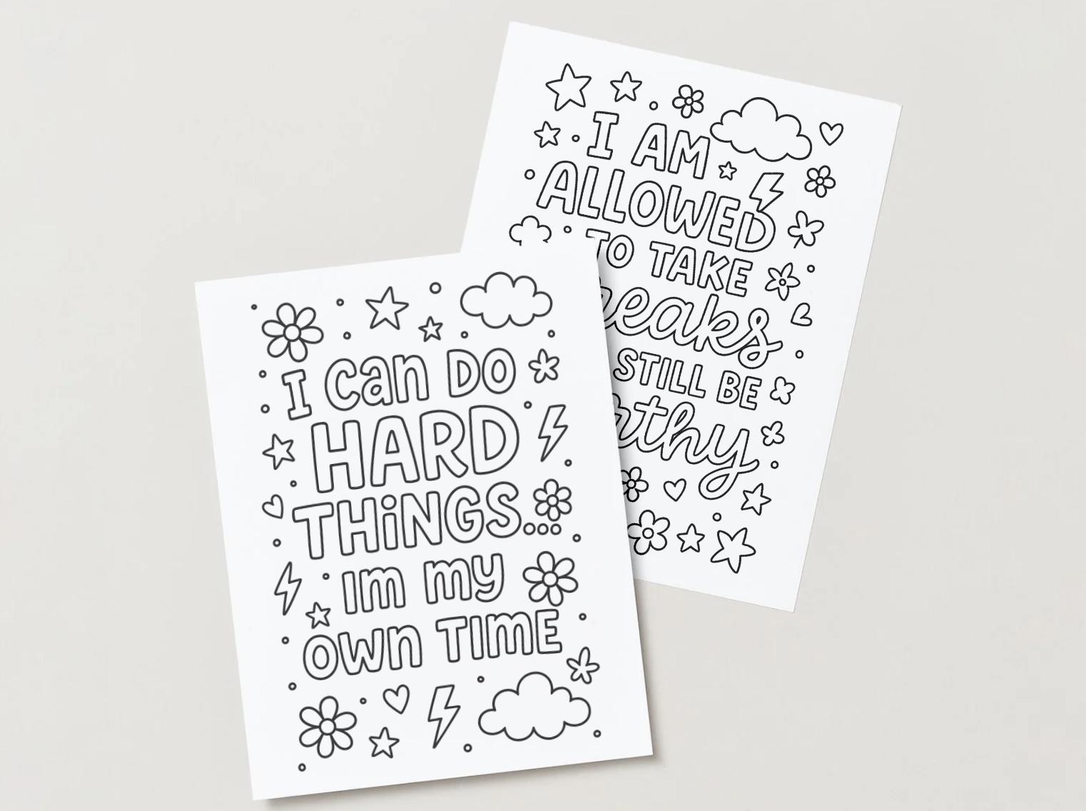 ADHD Coloring Pages for Adults | Printable Mental Health Affirmation ...