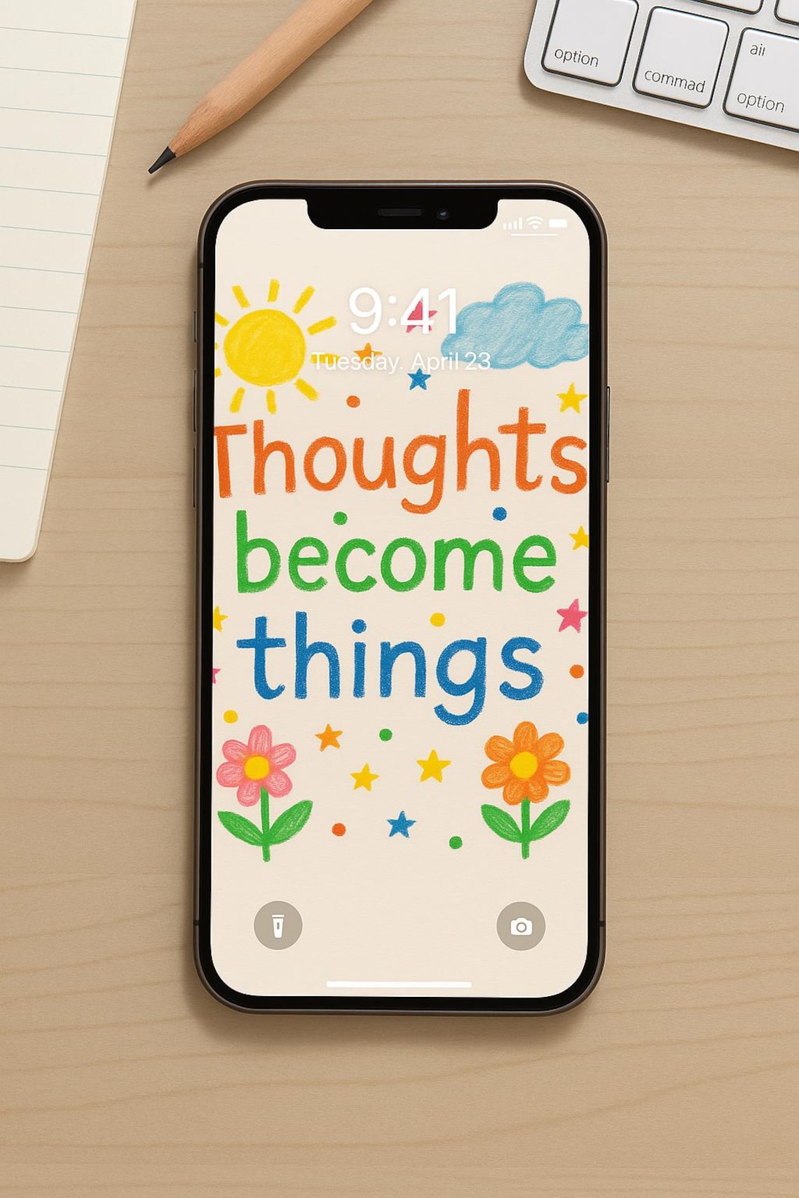 Thoughts Become Things Printable Poster | Crayon-style Mental Health ...