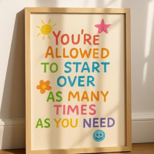 You’re Allowed to Start Over Poster – Mental Health Printable · Therapy ...