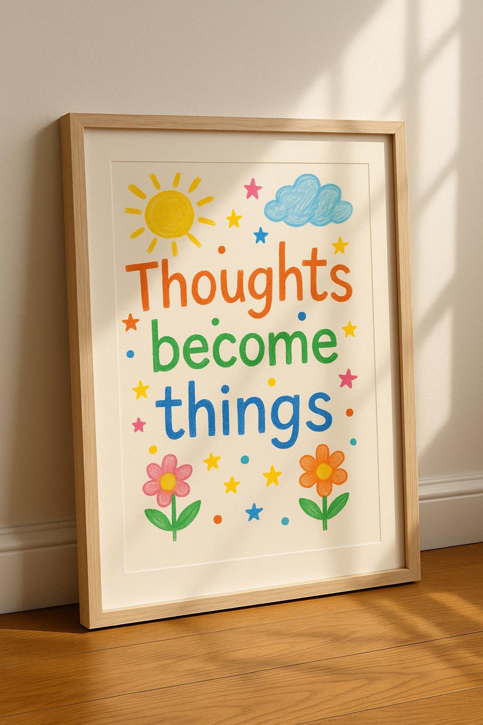 Thoughts Become Things Printable Poster | Crayon-style Mental Health ...