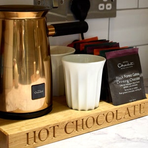 Personalised Oak Hot Chocolate Storage Board, Handmade Velvetiser ...