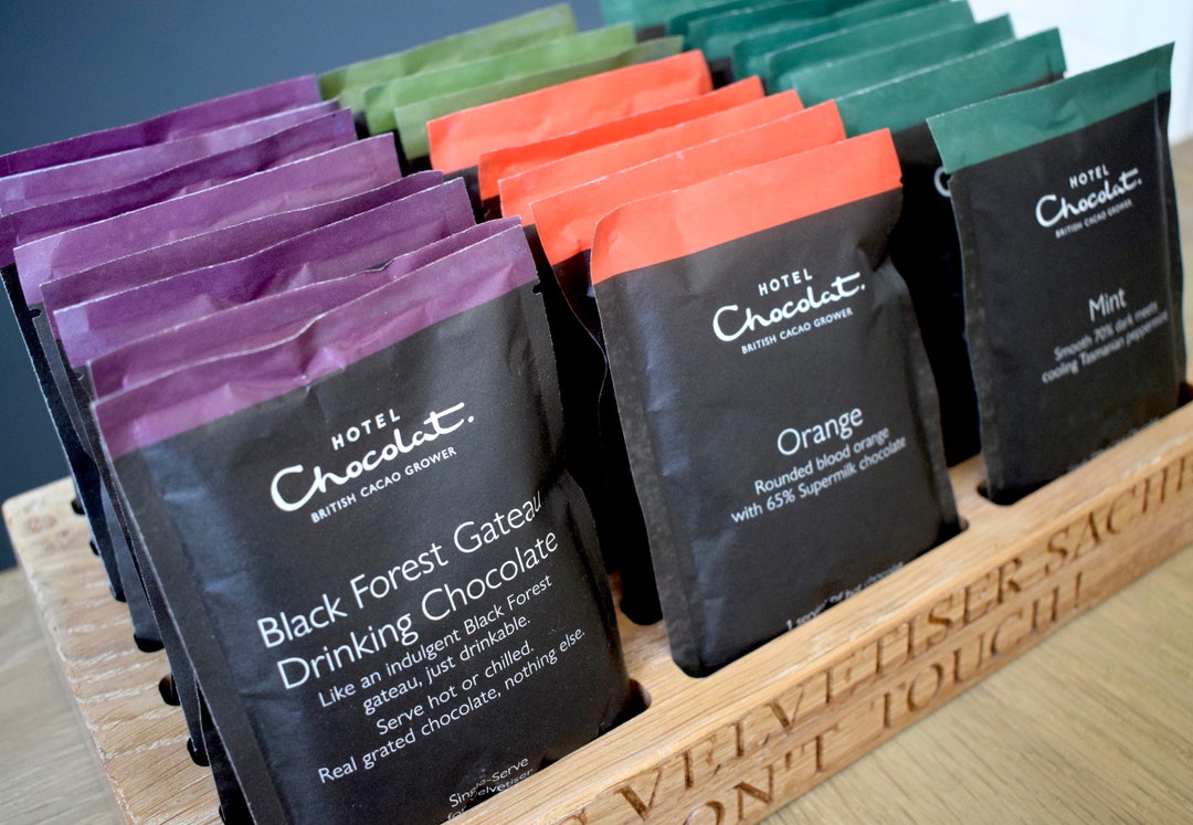 Velvetiser Oak Sachet Holder, Storage Organiser Holds Hot Chocolate ...