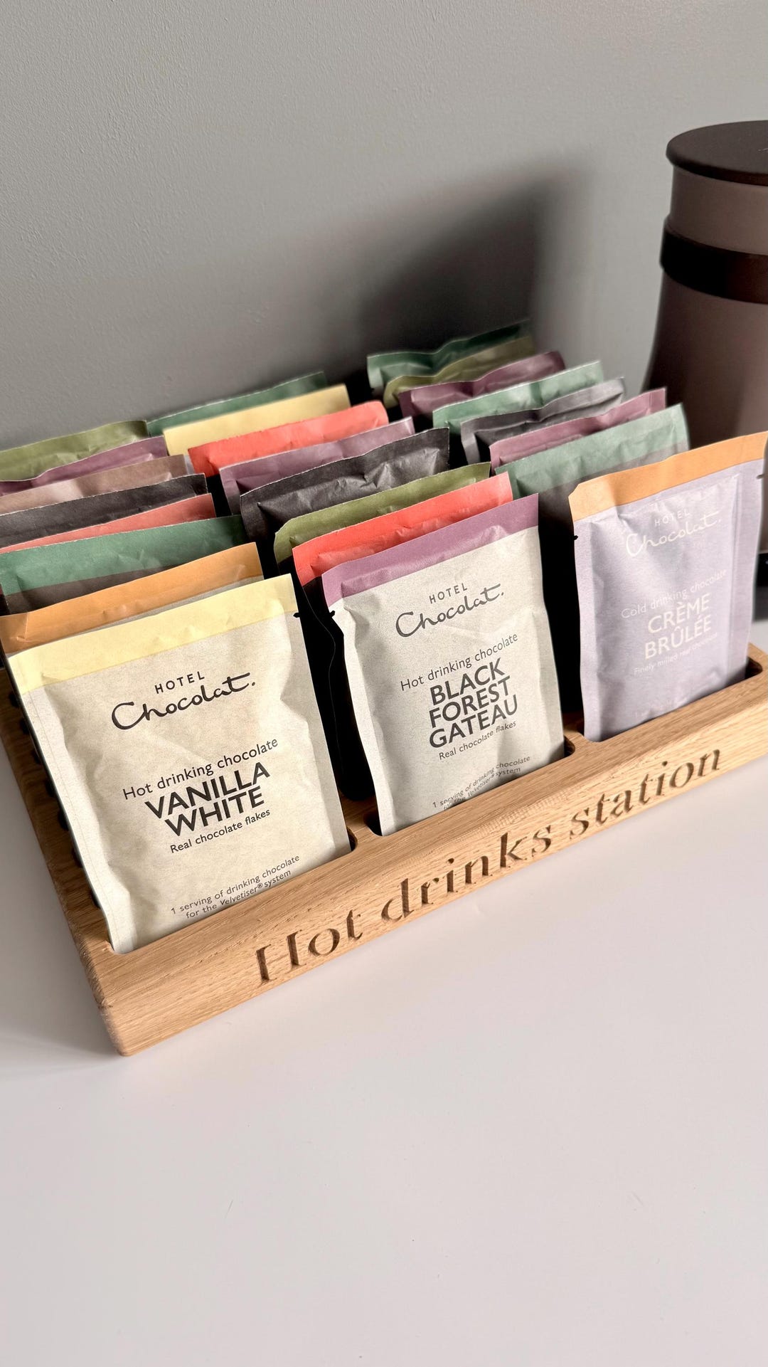Personalised Oak Velvetiser Sachet Holder – Hot Chocolate Storage Rack ...