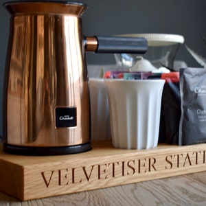 Personalised Oak Hot Chocolate Storage Board, Handmade Velvetiser ...