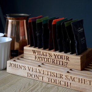 Solid Oak Velvetiser Sachet Holder, Unique Wooden Storage Board Bespoke ...