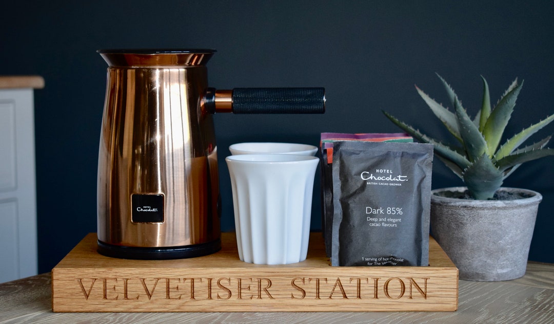 Personalised Oak Hot Chocolate Storage Board, Handmade Velvetiser ...