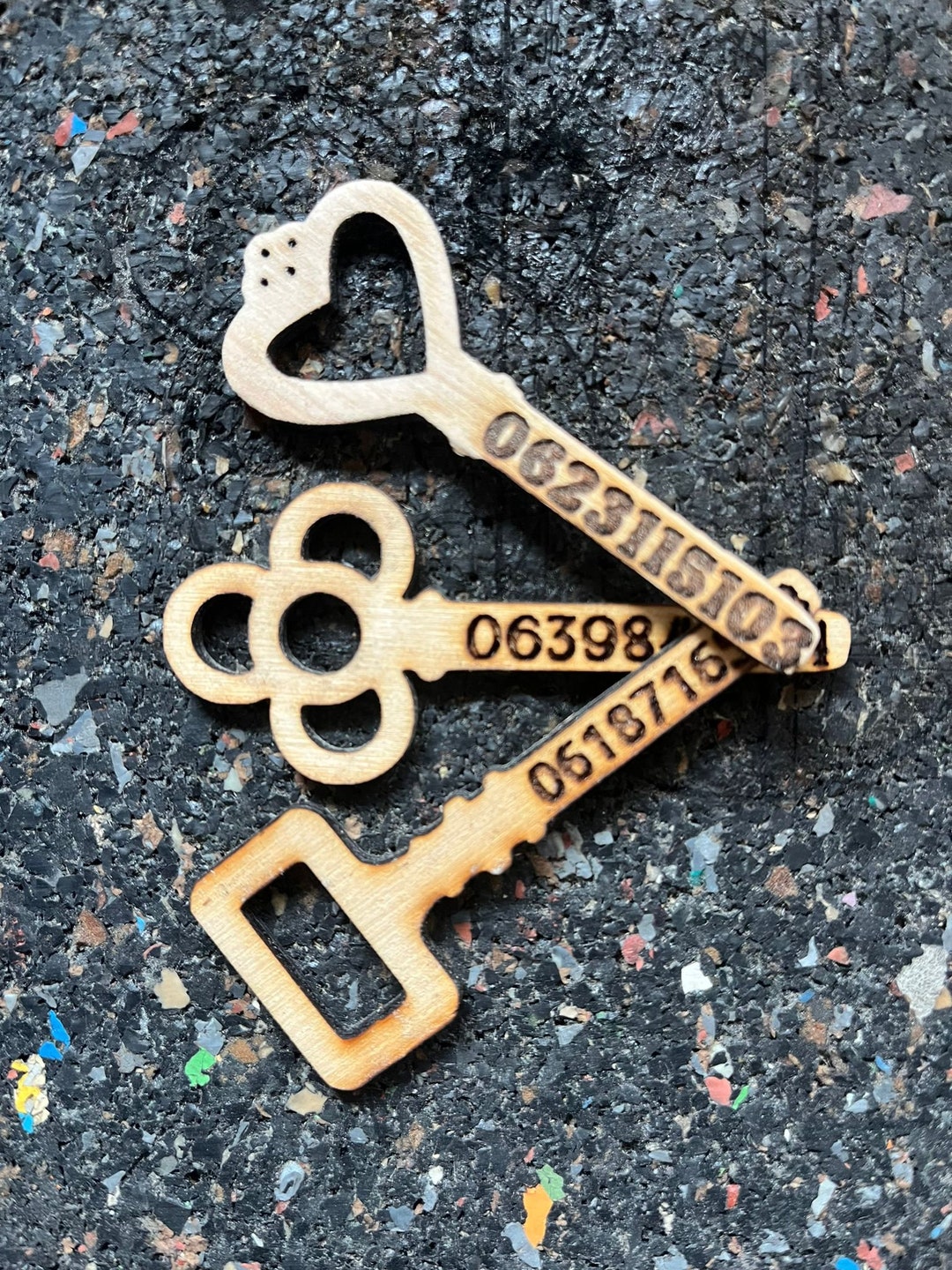 3 Wood Key Shape, With Name or Numbers, Wood Skeleton Key, Laser Cut ...