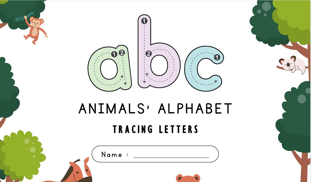 Colorful Animal-inspired Alphabet Tracing Worksheet for Toddlers - Etsy