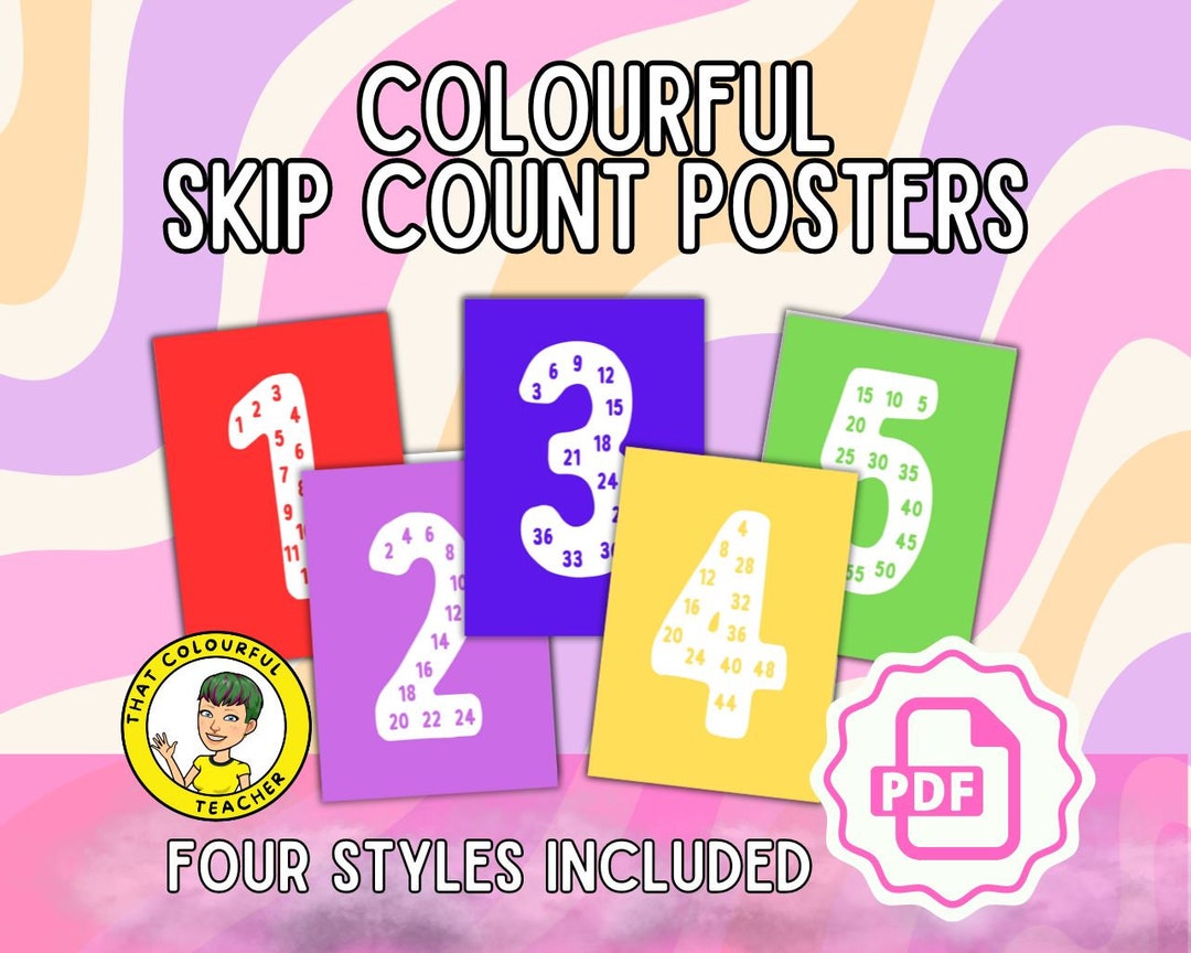 Skip Counting Numbers 1-10 Digital Files Colourful Educational ...