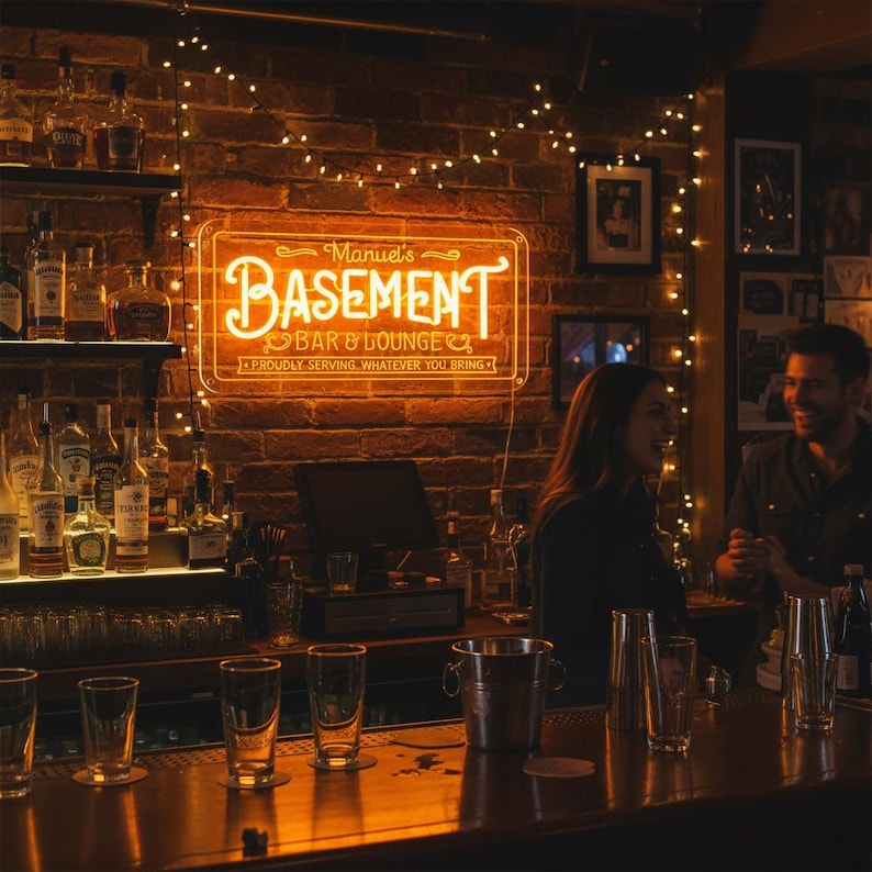 Personalized Basement Bar Neon Sign,father's Day Gifts for Him,home Bar ...