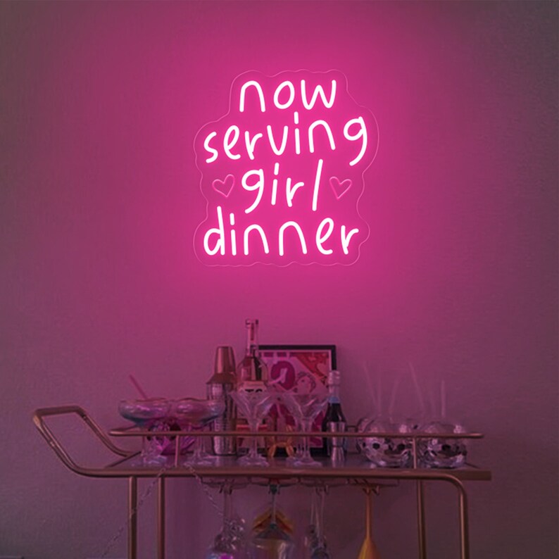 Now Serving Girl Dinner Neon Sign, Girl Dinner Led Neon Light, Cute ...